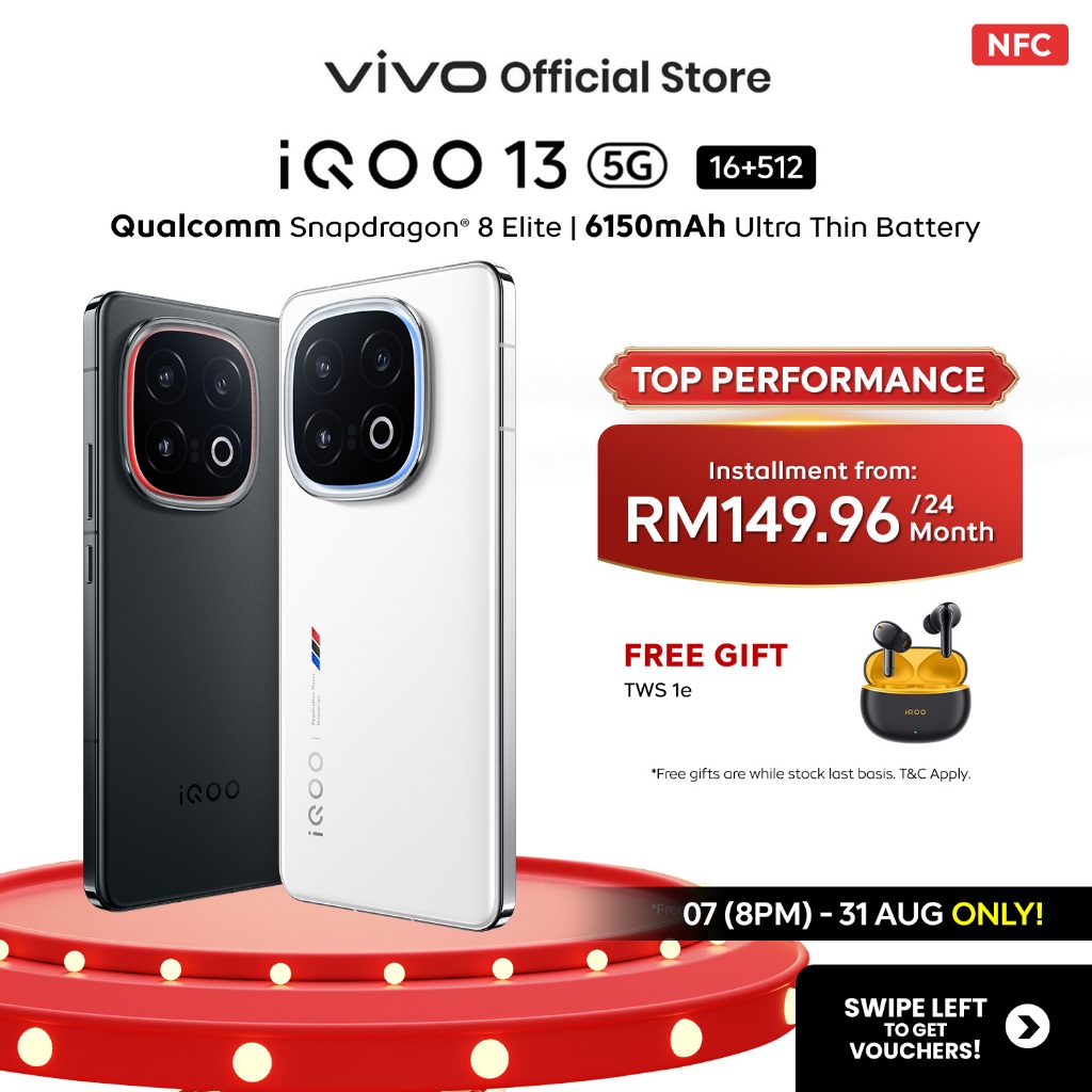 vivo iQOO 13 5G (16+16)GB+512GB, Snapdragon 8 Elite+Chip Q2, 2K 144Hz ...