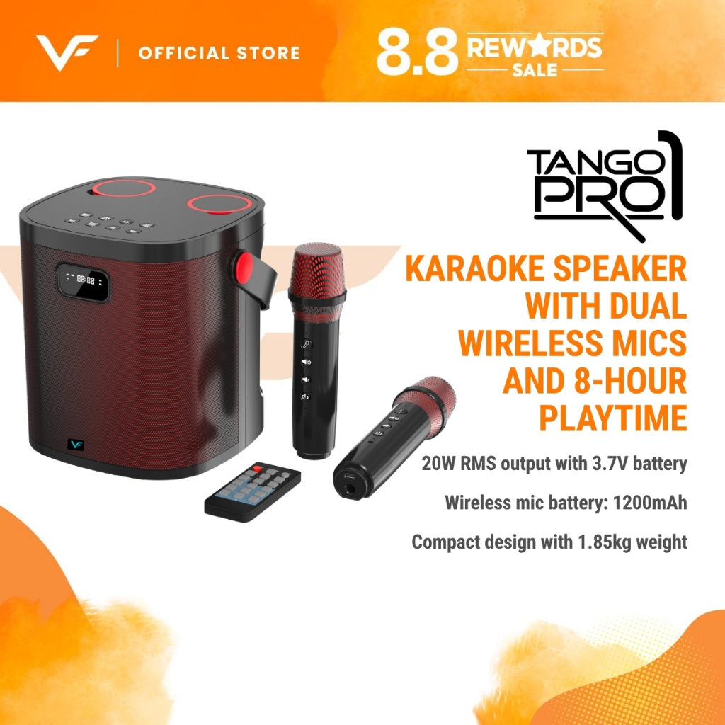 Vinnfier VF Tango Pro 1 Bluetooth Portable Karaoke Speaker with 2 Wireless Microphone | Shopee ...