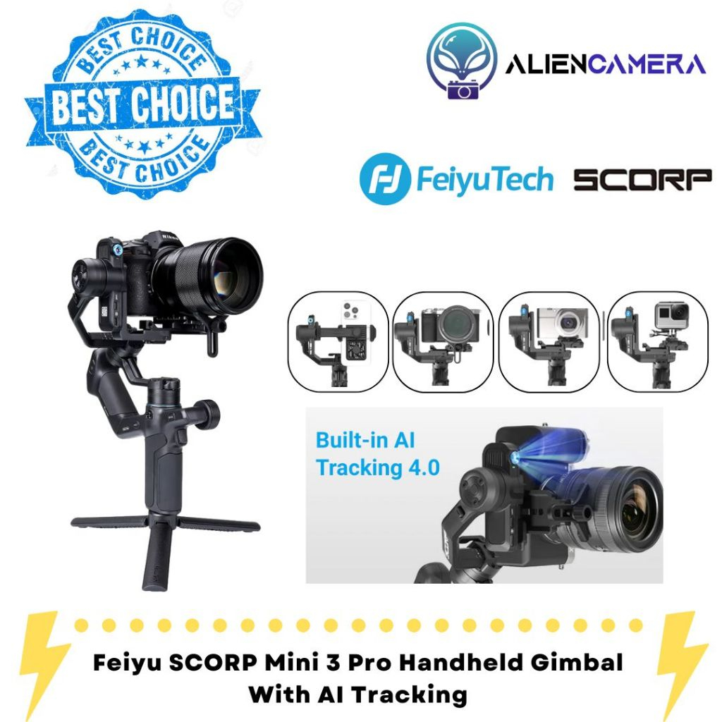 Feiyu SCORP Mini2 /SCORP 2/ Mini 3 Pro /Mini 3 Kit Handheld Gimbal 3-Axis Stabilizer w/AI ...