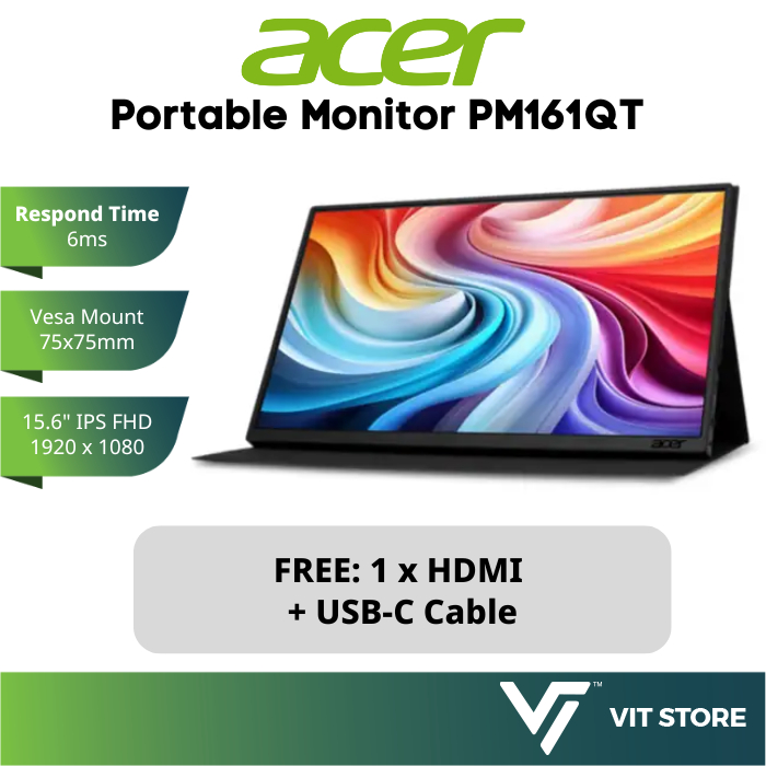 ACER Portable Monitor 15.6" LED PM161QT IPS 1920x1080 60Hz 6ms mini HD ...