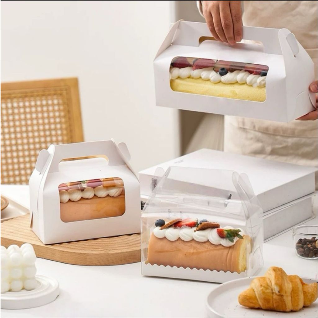 [READY STOCK] 10PCS White / Transparent Cake Roll Box/ Dessert Box ...