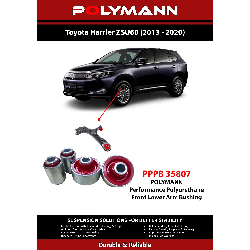 Polymann Toyota Harrier ZSU60 (2013 - 2020) Front Lower Arm PU Bush ...