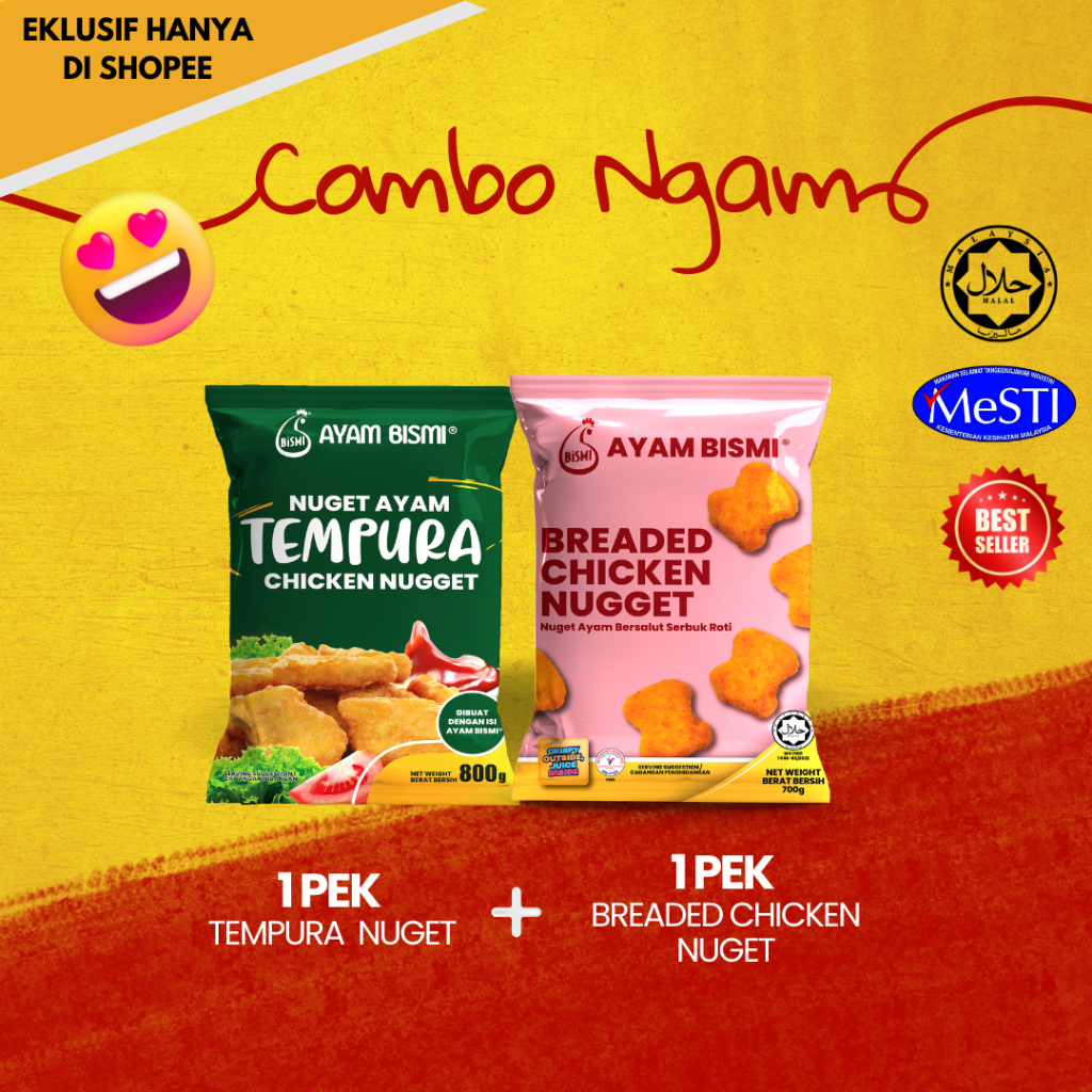 [Ayam Bismi] COMBO NGAM (1 PEK NUGET TEMPURA + 1 PEK NUGET AYAM ...
