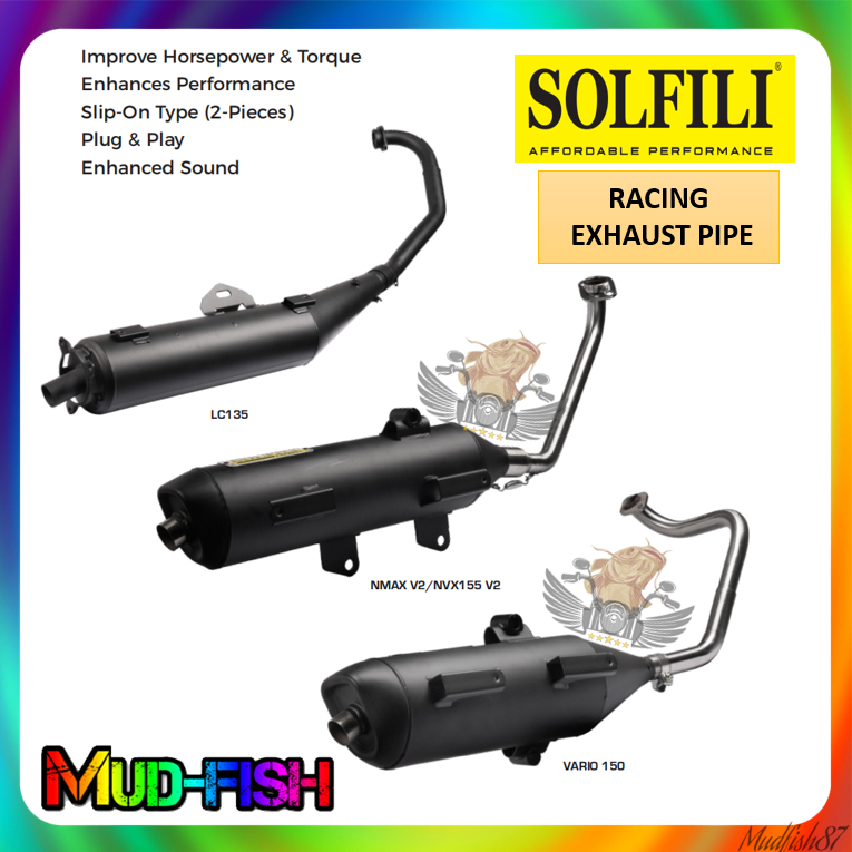SOLFILI RACING TRU PRESSURE EXHAUST PIPE | MUFFLER FOR YAMAHA LC135 ...