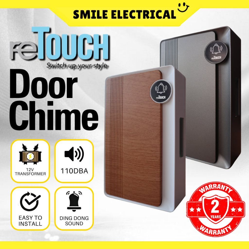 (Sirim)reTouch Door Bell Door Chime 240V Mechanical reTouch DC12DC WW ...