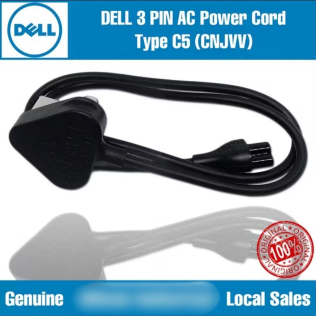 Genuine DELL Laptop 3 Pin Power Cord With Fused (Slim & Unique ...