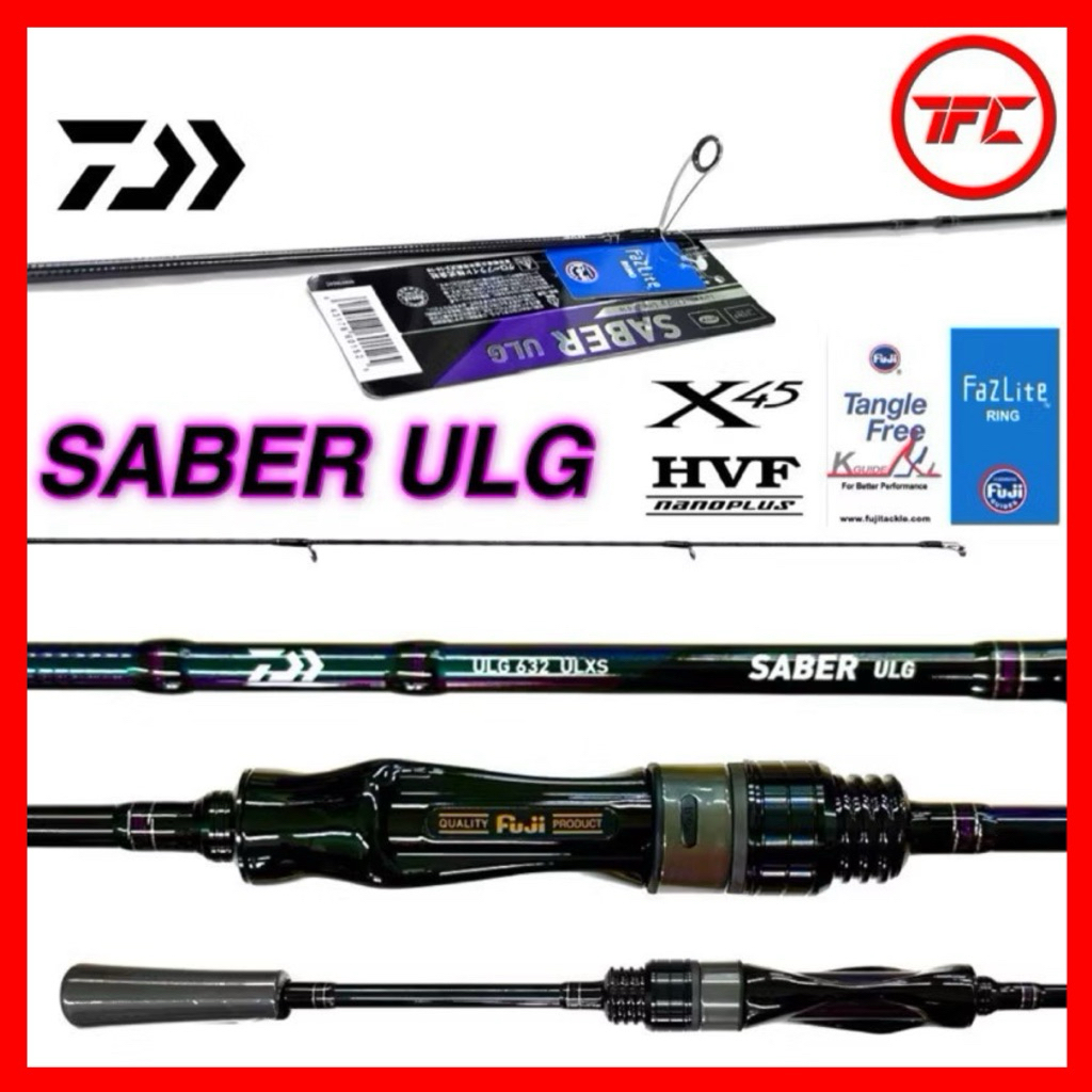 DAIWA SABER ULG Ultra Light Game Spinning & Baitcasting Rod BC Baitcast UL Ultralight 20 ...
