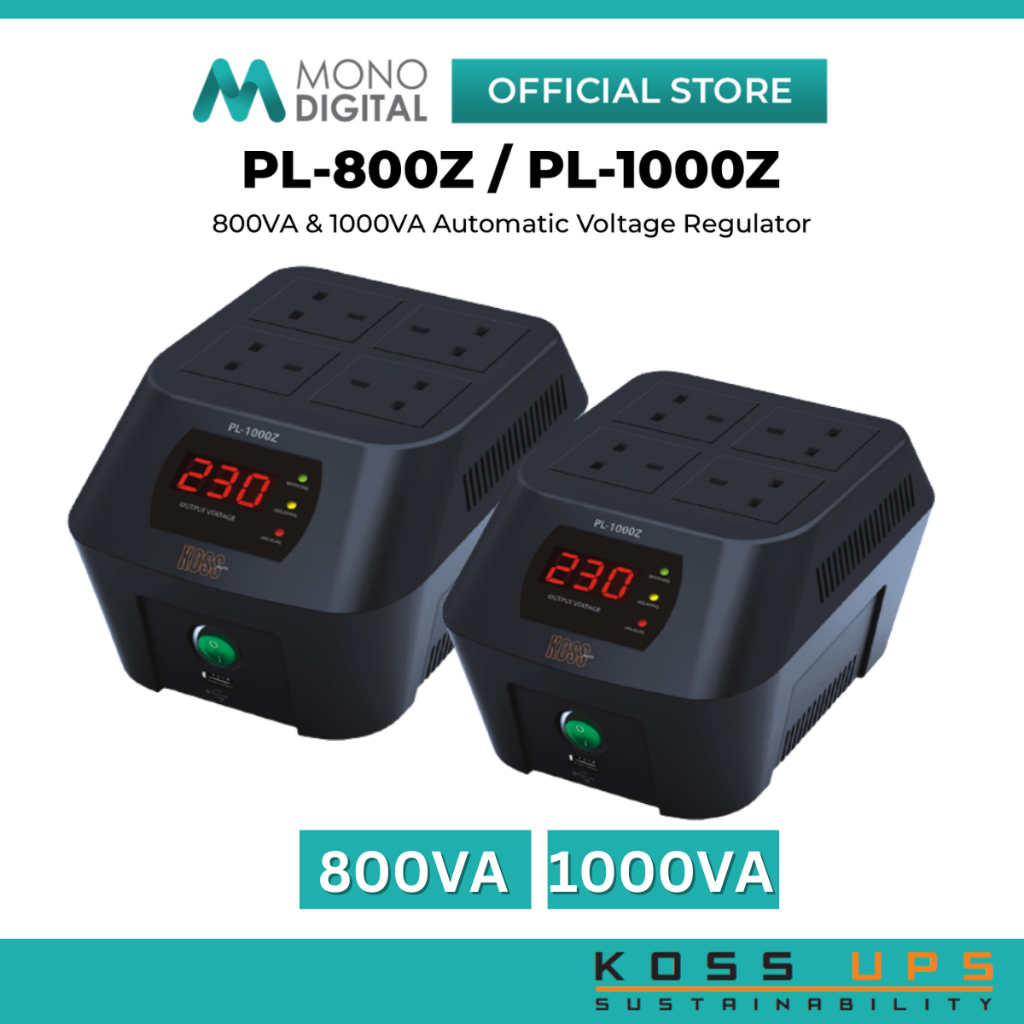 KOSS ACTIVA PL-800Z 800VA / PL-1000Z 1000VA AVR AUTOMATIC VOLTAGE ...