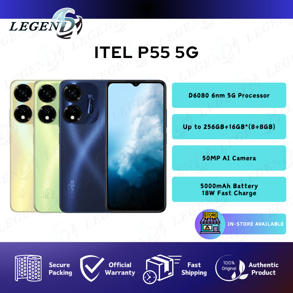 [MY Set] ITEL P55 5G (6GB+128GB | 8GB+256GB) Original Smartphone 50MP ...