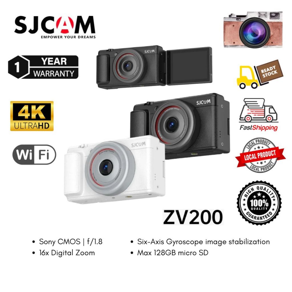 ( SJCAM Malaysia ) SJCM zv200 Digital Camera 5k Video Webcam ( 1 Year ...