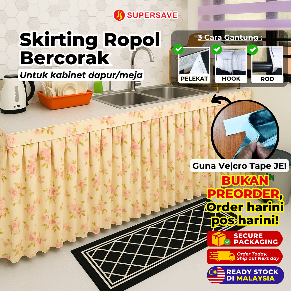 SUPERSAVE Skirting Dapur Ropol Bercorak Cabinet Curtain Table Top Sinki ...