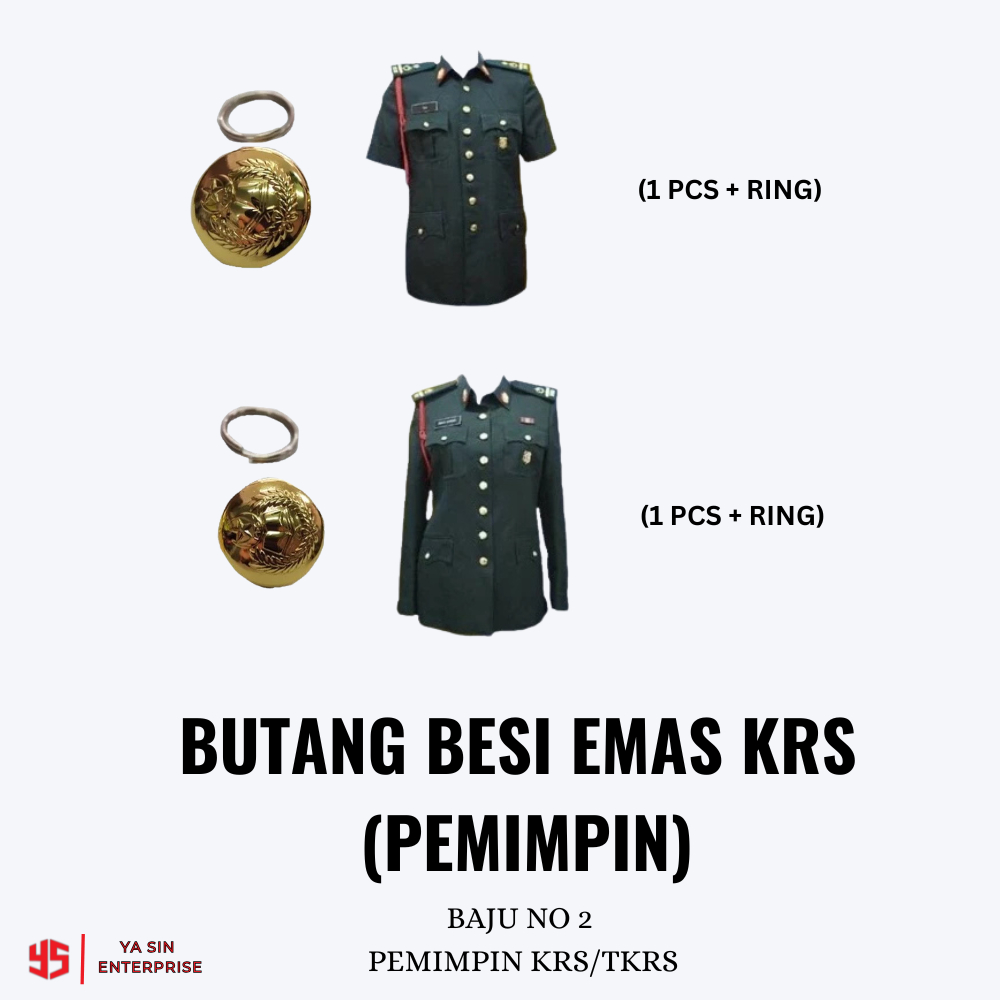 BUTANG BESI EMAS BAJU PEMIMPIN PEGAWAI KRS / TKRS NO. 2 - M/L (1pc ...