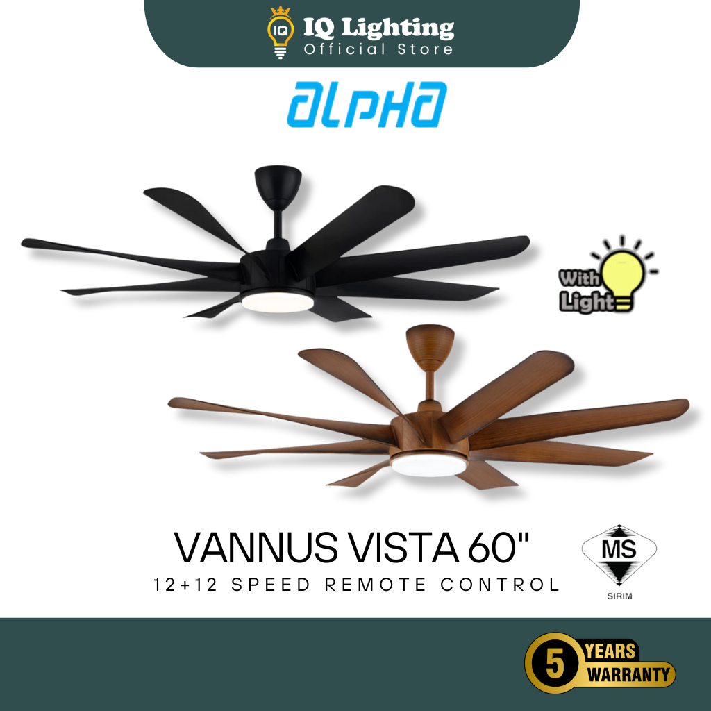 🔥NEW🔥 ALPHA Vannus VISTA 60" LED DC Motor Ceiling Fan with 8 Blades 12 ...