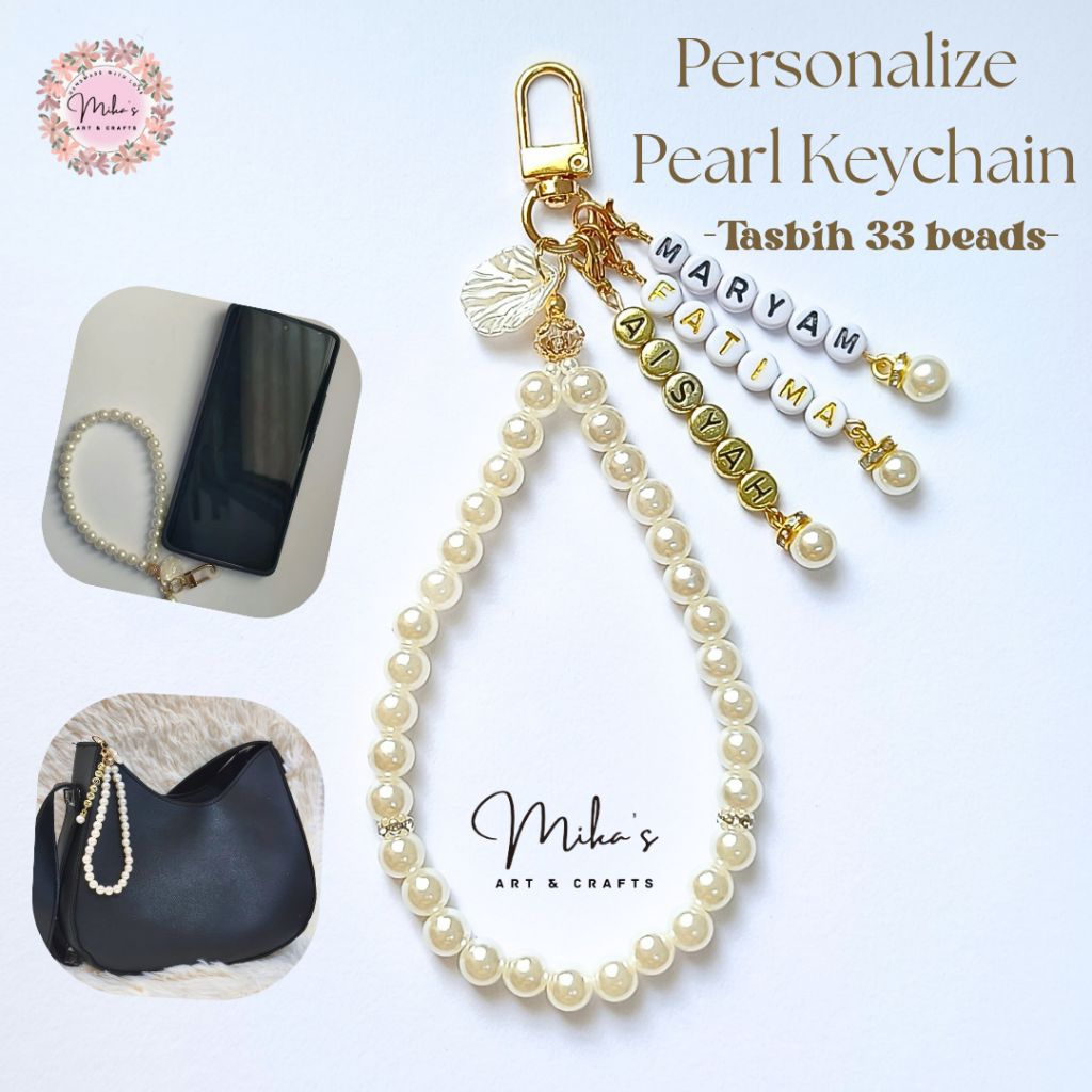 Personalize Pearl Keychain & Tasbih 33 Beads (Custom Name) | Shopee ...