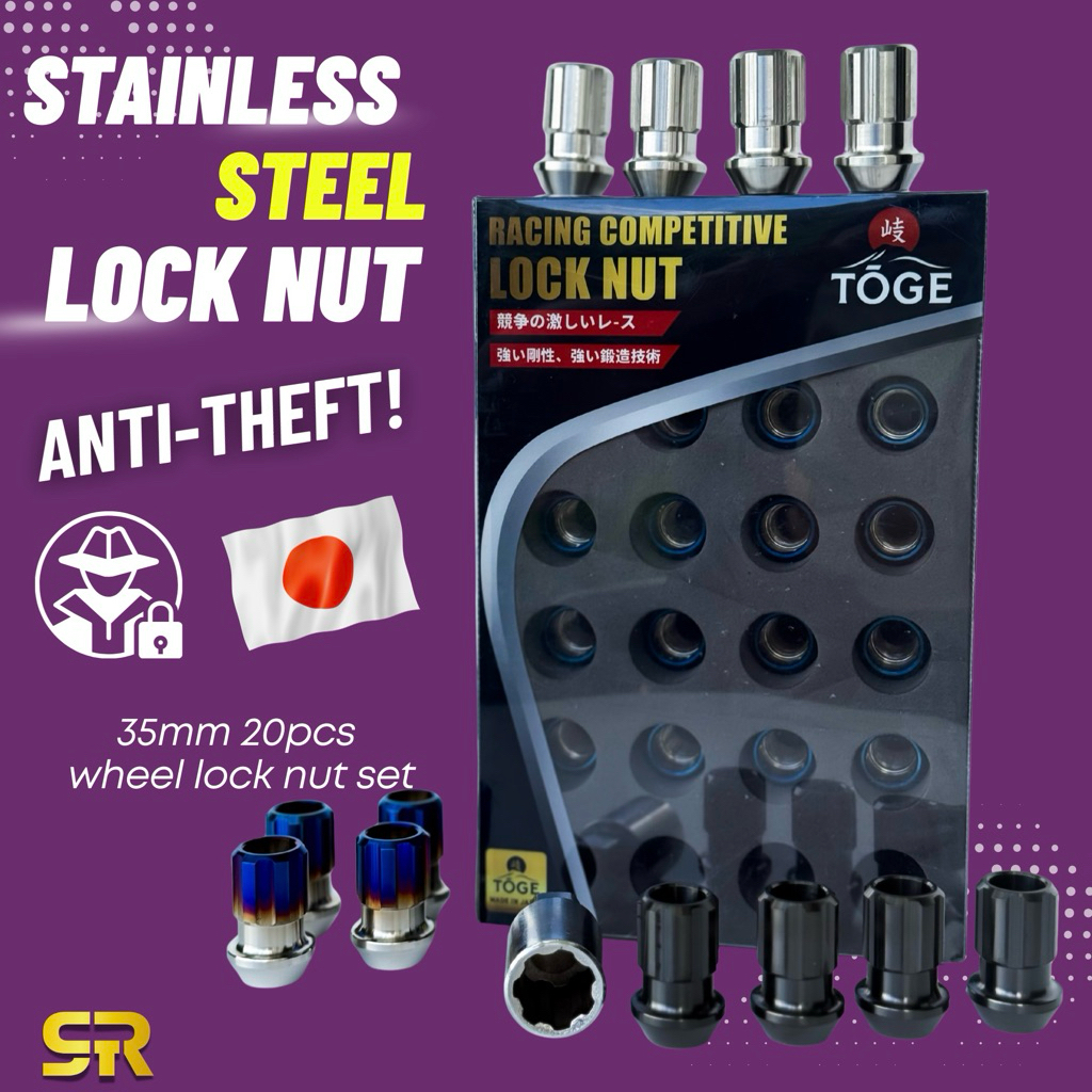 【Japan】 TŌGE Stainless Steel car wheel lock nut set 20pcs 1.5/1.25 long ...