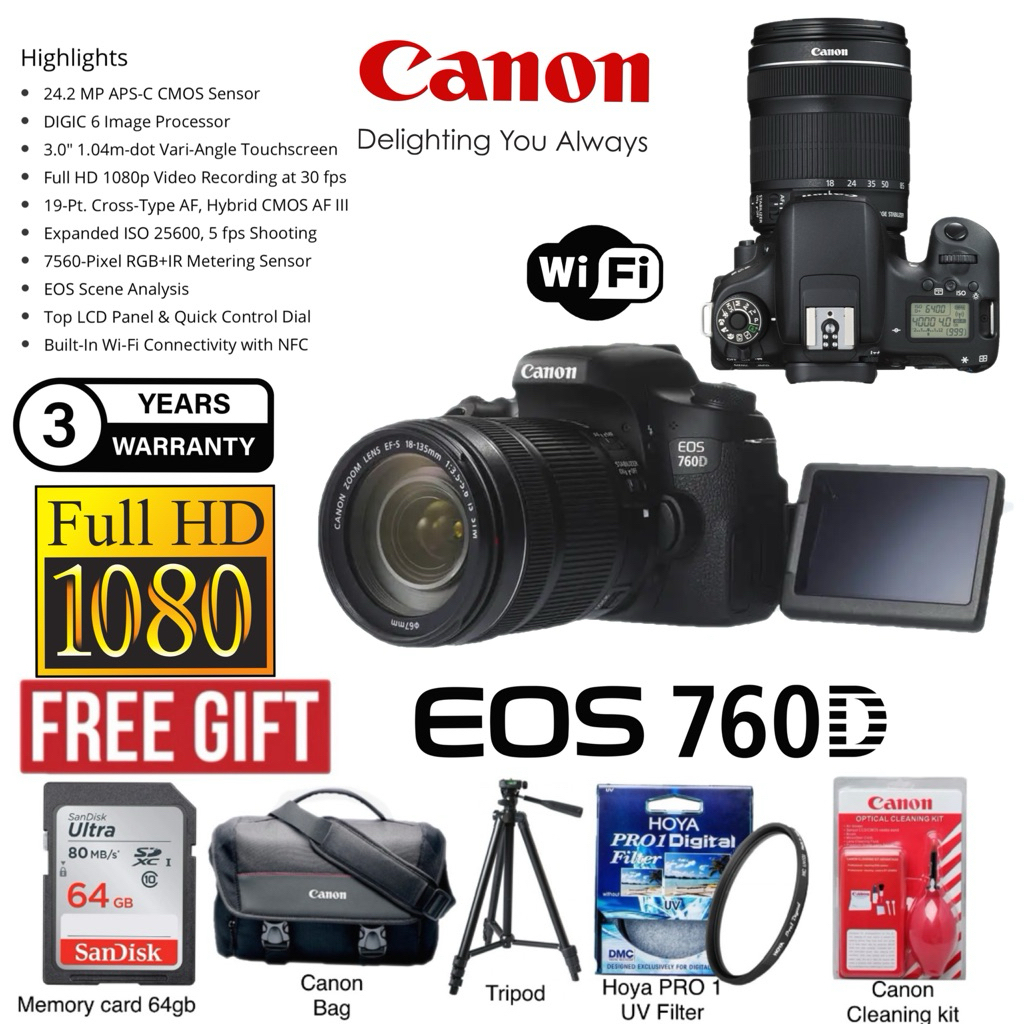 CANON EOS 760D IS STM ORIGINAL WiFi 24.2 MP (3 YEARS WARRANTY) CANON ...