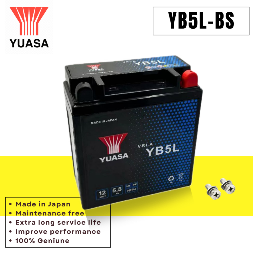 YUASA YB5L YB5 BATTERY MOTORCYCLE LC135 V1 EGO NOUVO KRISS EX5 DREAM E ...