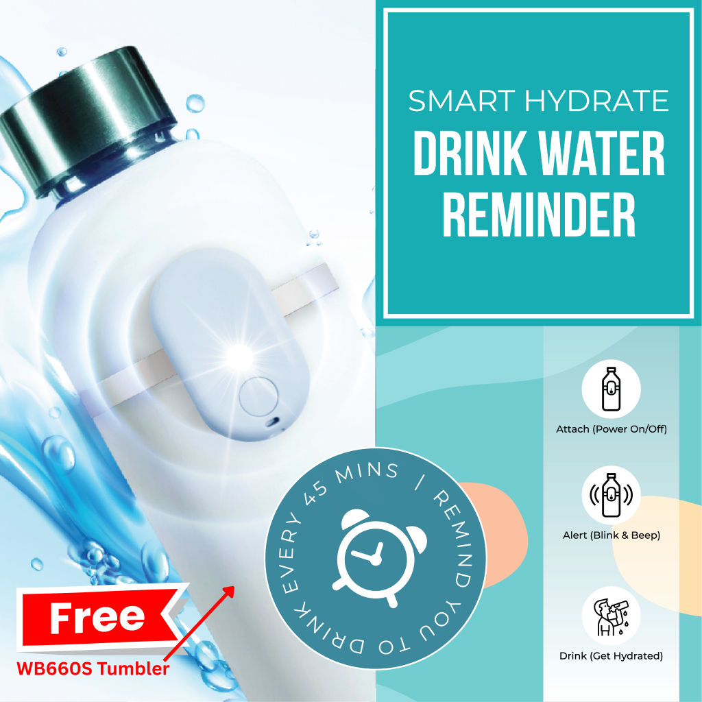 Drink Water Reminder Device, Smart Hydrate 45 Mins Blink & Beep Alert ...