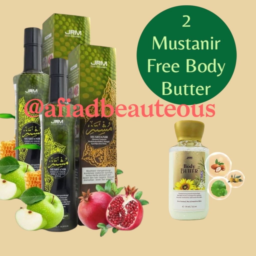 [2 BOTOL] JRM MUSTANIR + BODY BUTTER LOTION JAMU RATU MALAYA | Shopee ...