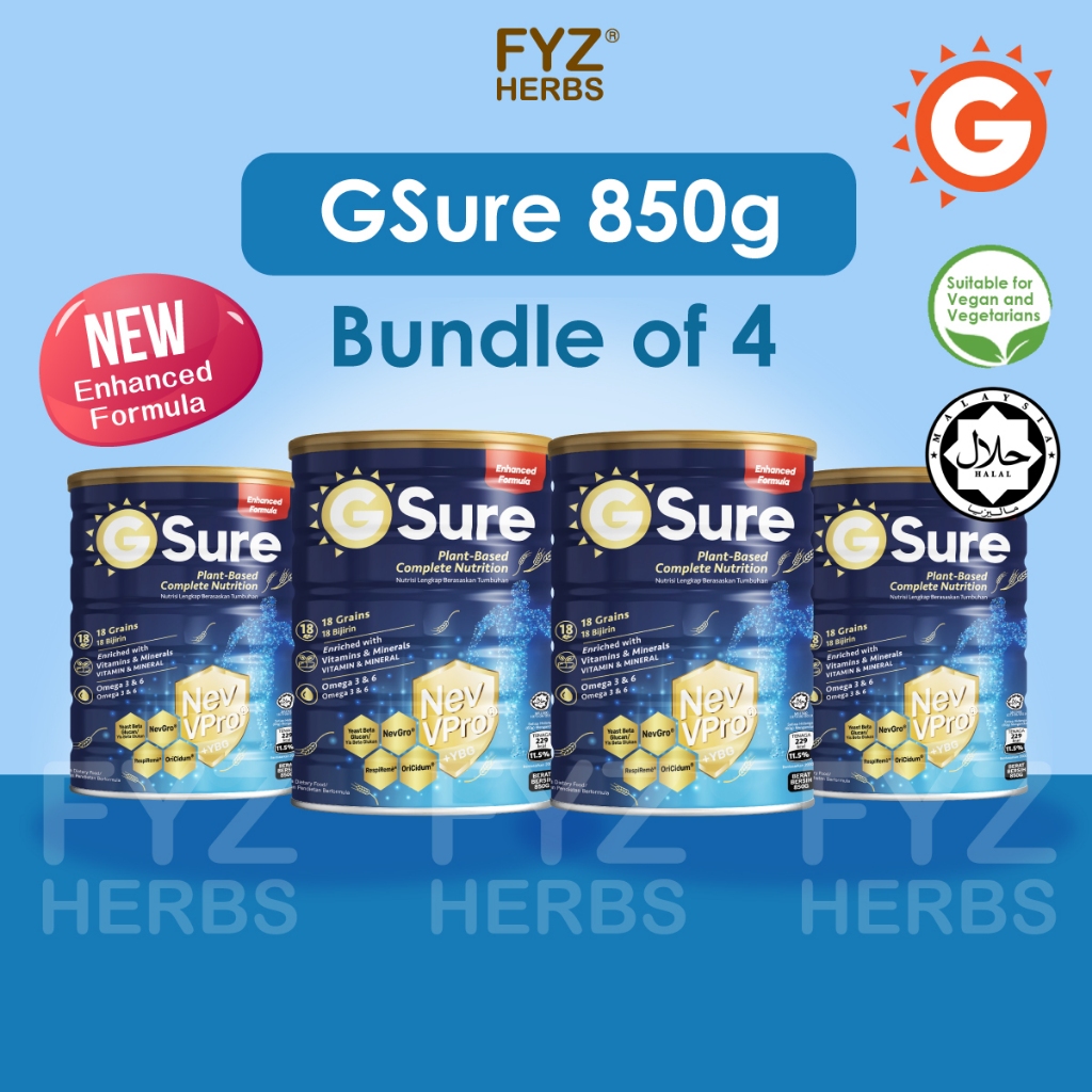 [4 Bottles] GoodMorning GSure NEW Enhance Formula 850G | Plant Based ...