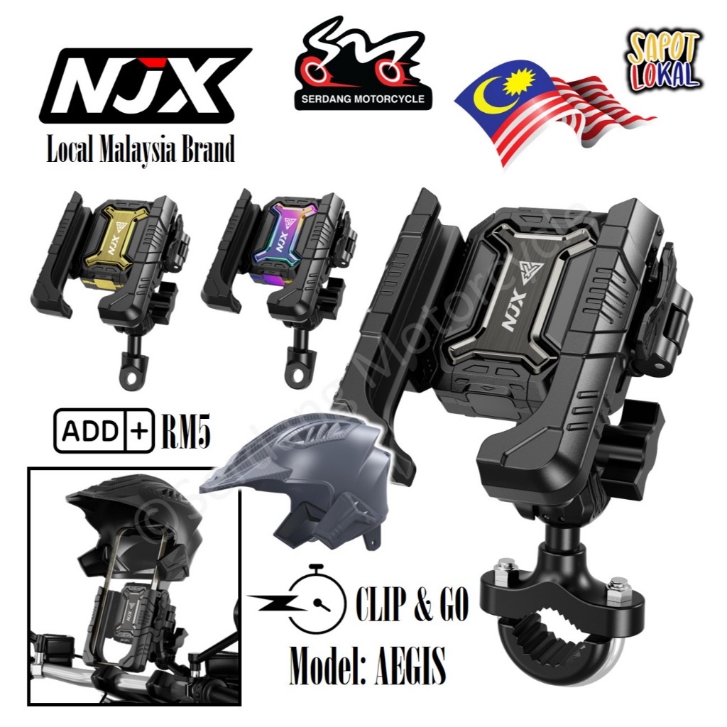 NJX Aegis NPH02 Pemegang Telefon Anti Gegar Phone Holder Motorcycle ...