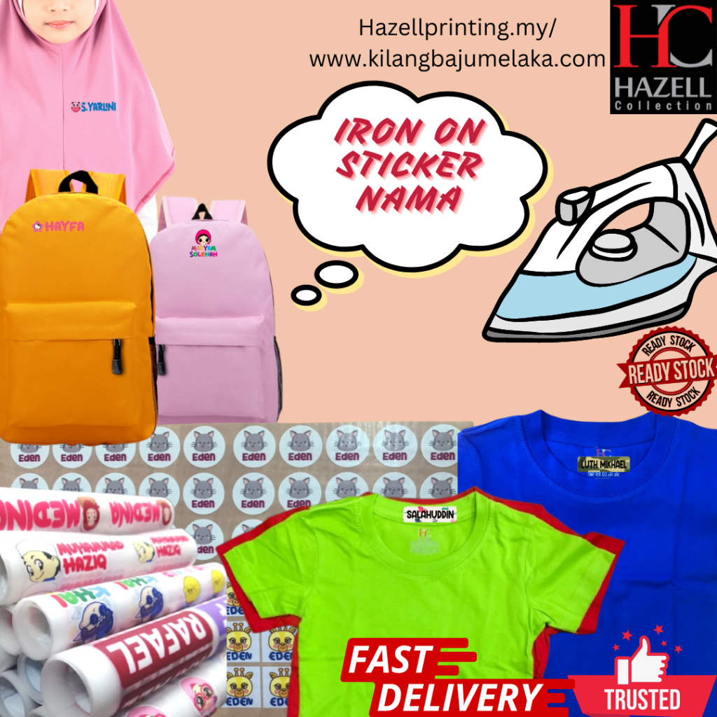 (25/50pcs)BATCH 2-IRON ON DIY STICKER NAMA MURAH UNTUK BAJU, BEG ...