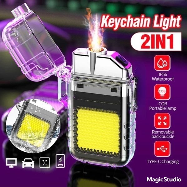 Torch Light Mini COB Keychain Light with Lighter Bright USB ...