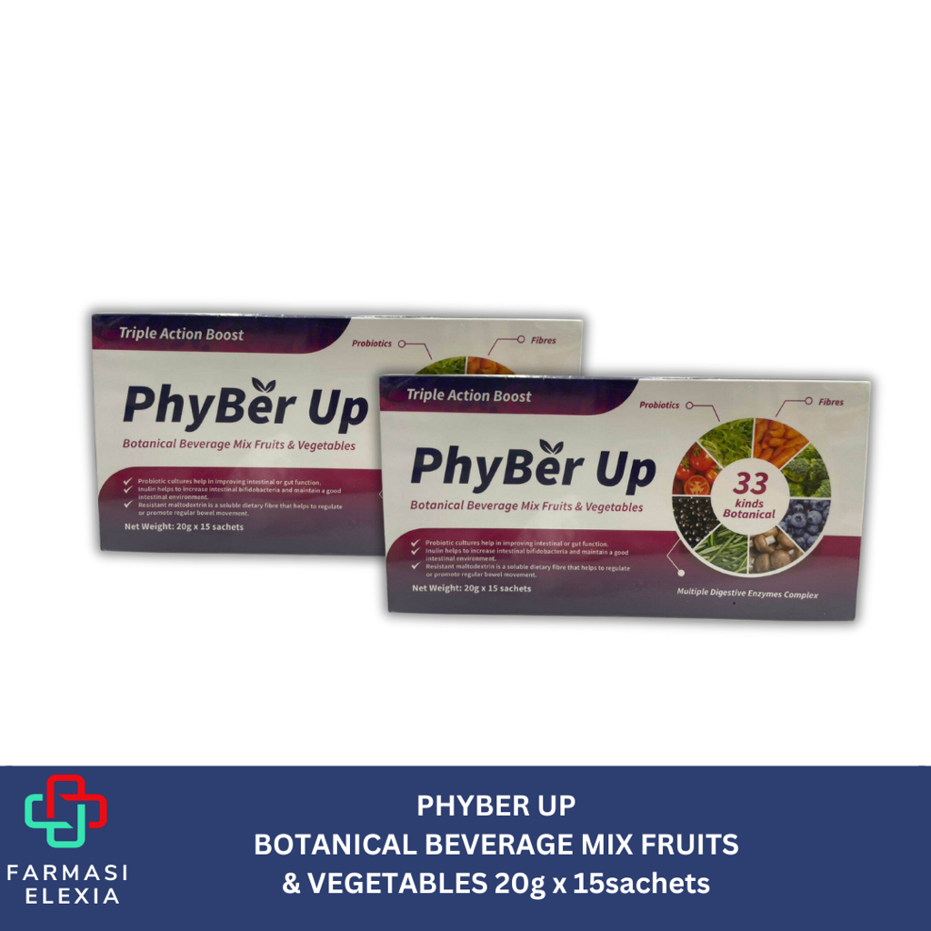 PHYBER UP BOTANICAL BEVERAGE MIX FRUITS & VEGETABLES 20g x 15 sachets ...
