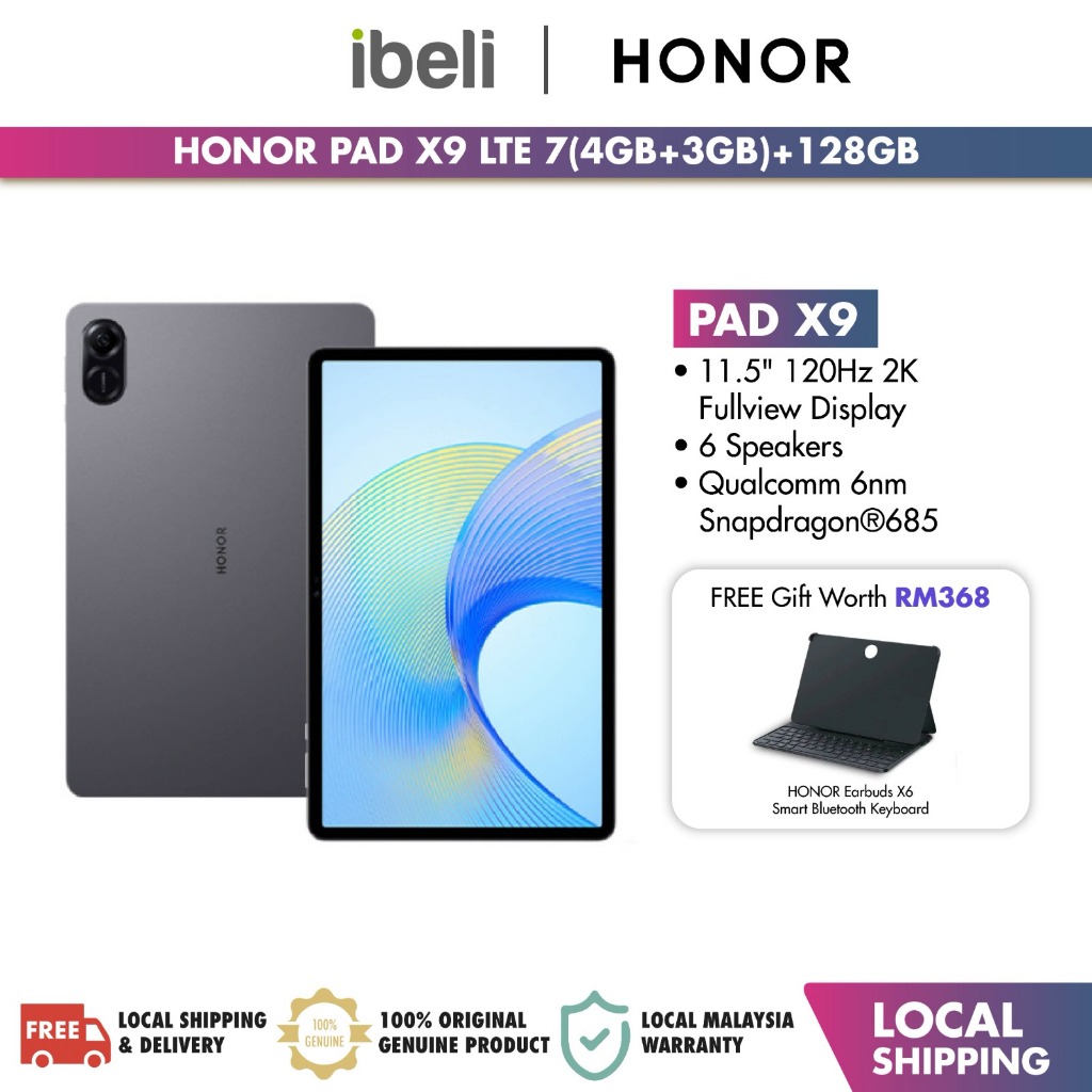 HONOR Pad X9 LTE 7(4GB+3GB)+128GB11.5" 120Hz 2K HONOR Fullview Display ...
