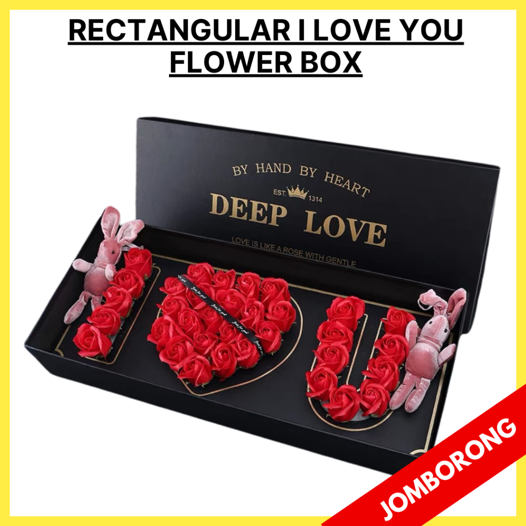 RECTANGULAR I LOVE YOU FLOWER BOX Surprise Delivery Box Florist Box ...