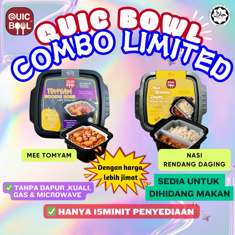 QuicBowl Combo Limited 2item Mee Tomyam + Nasi Rendang Daging | Shopee ...