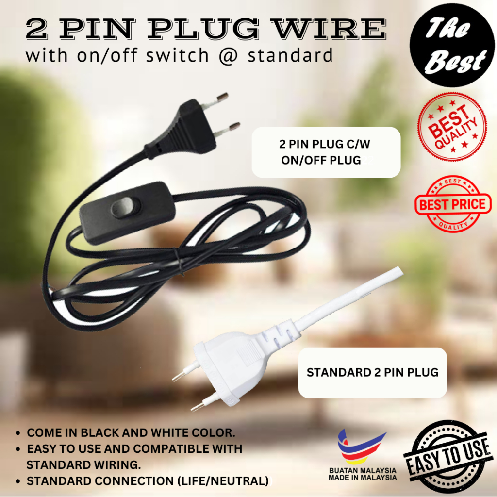 WIRE 2 PIN PLUG CONNECTOR STANDARD 2 PIN WIRE EXTENSION | Shopee Malaysia