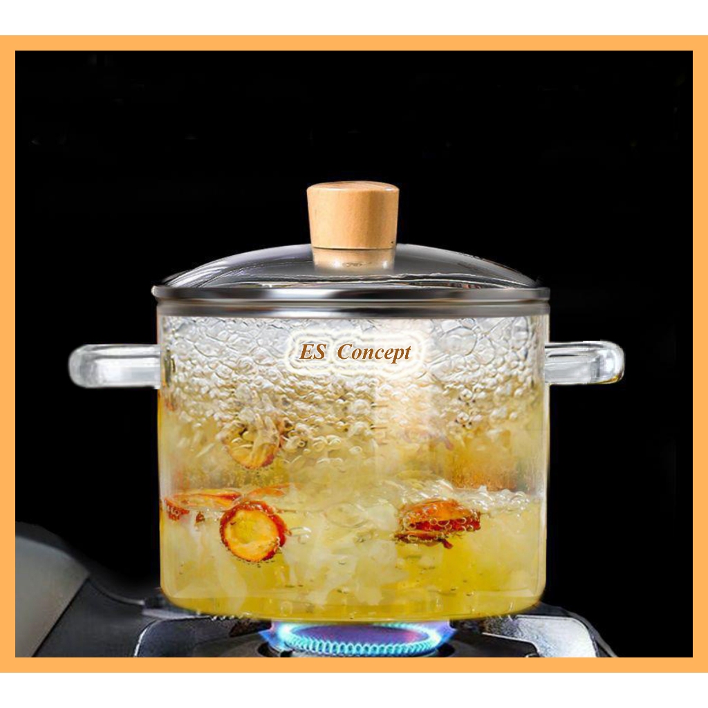 Glass pot Borosilicate glass pot Cooking glass pot Kitchen Pot Burn pot ...