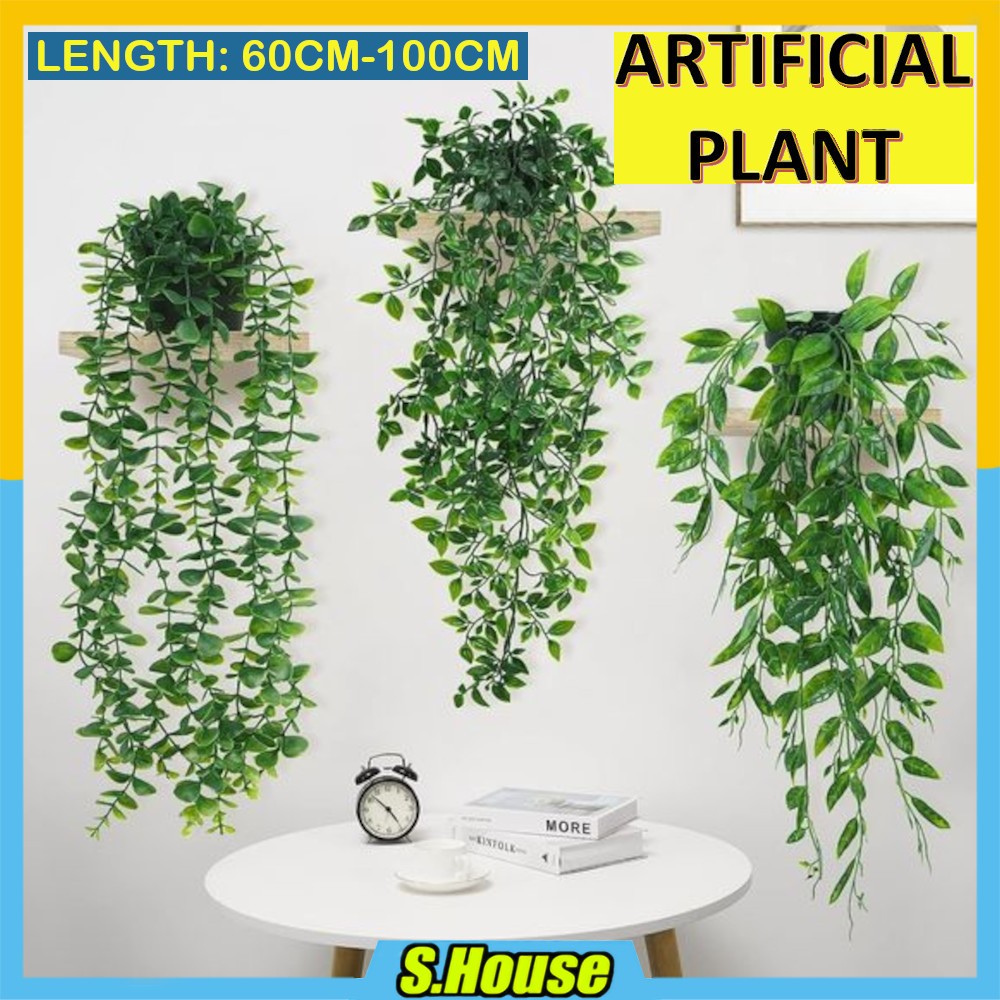 Vertical Wall Plant Hang Green Plastic Leaf Leaves Basket Decoration ...