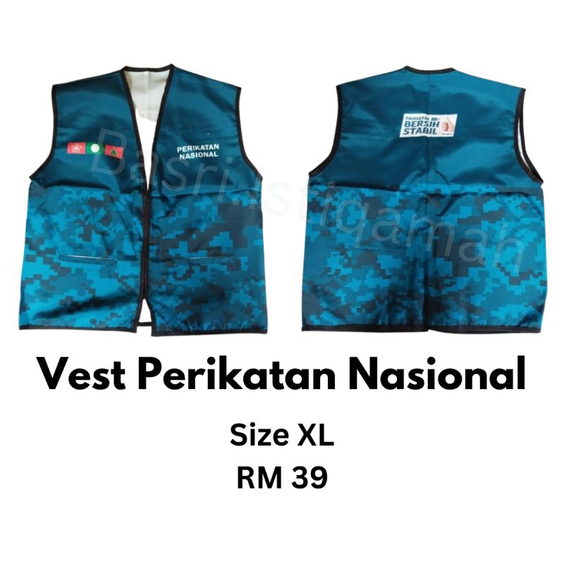 Vest Perikatan Nasional Zip Tengah & Poket kiri kanan | Shopee Malaysia