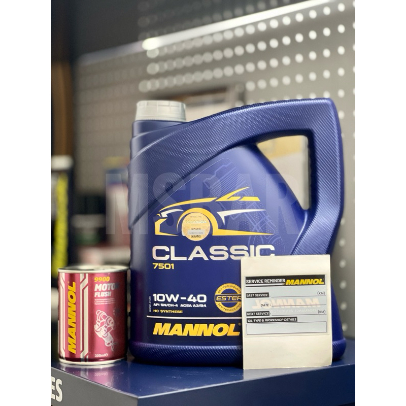 Mannol 7501 Classic 10W-40 SN (HC Synthese + Ester) 4L (Free Mannol Motor Flush 350ML ...