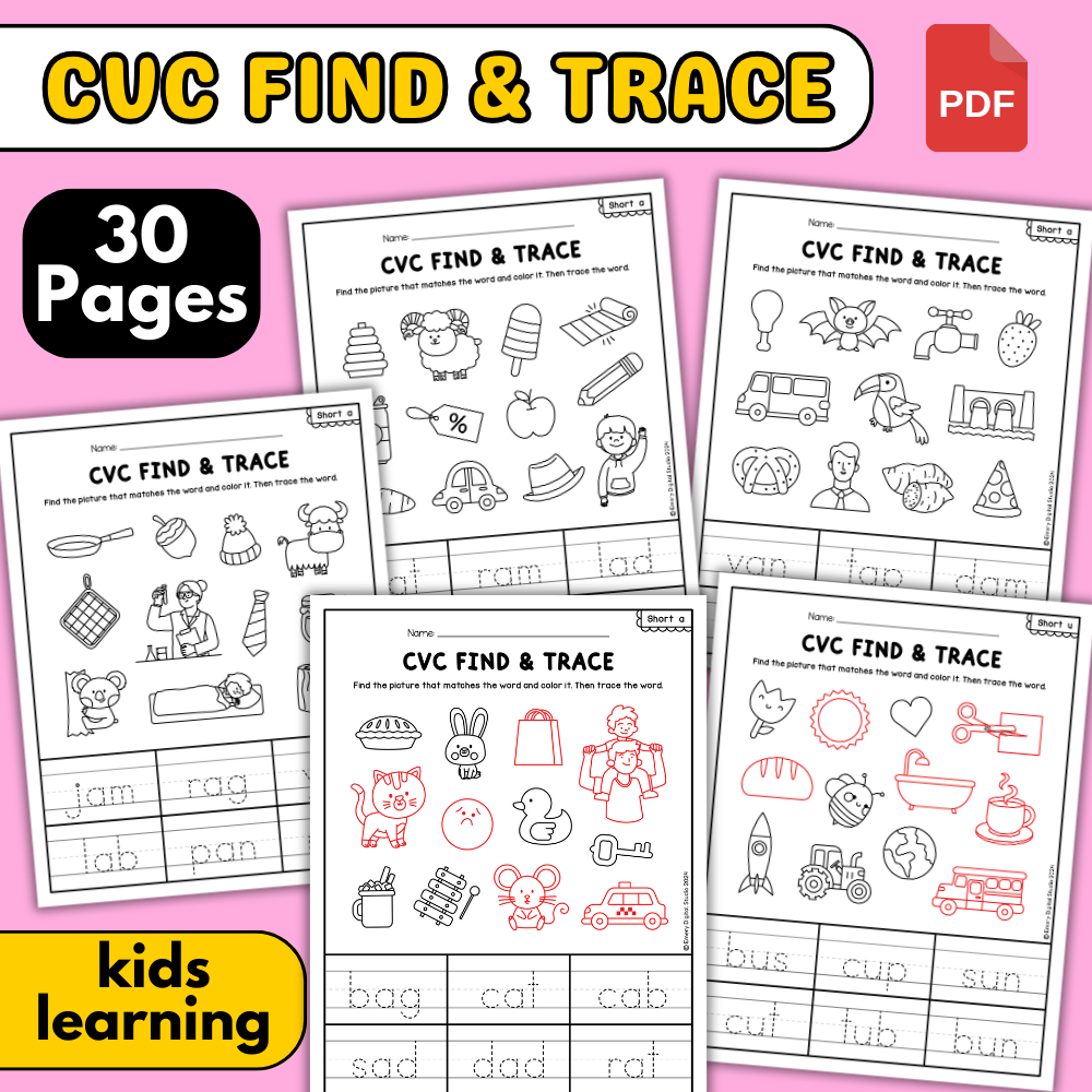 B042 CVC FIND AND TRACE KIDS LEARNING PRINTABLE PAGE | Shopee Malaysia