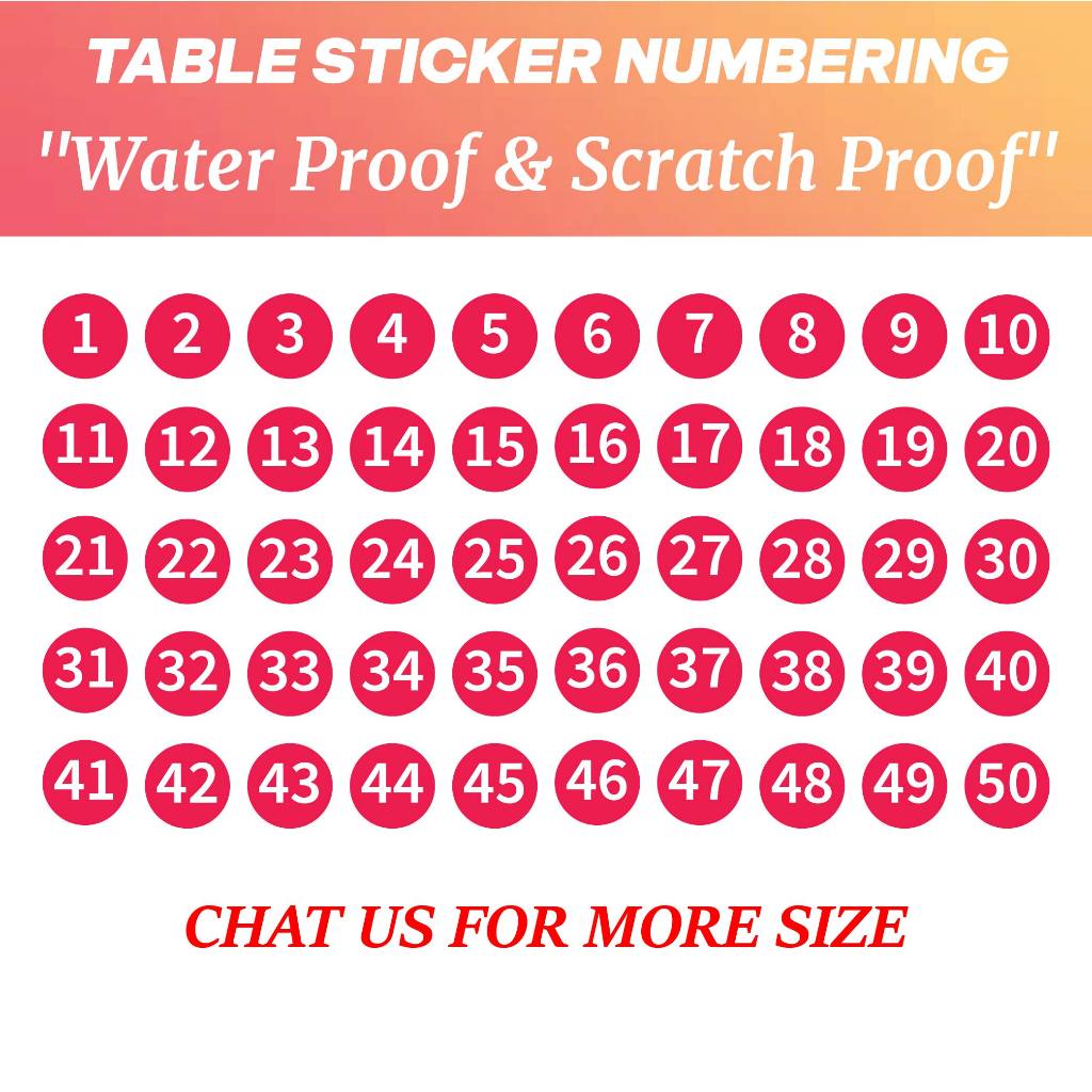 Waterproof Large Size Number Flow Sticker Stick Label Nombor Numbering ...