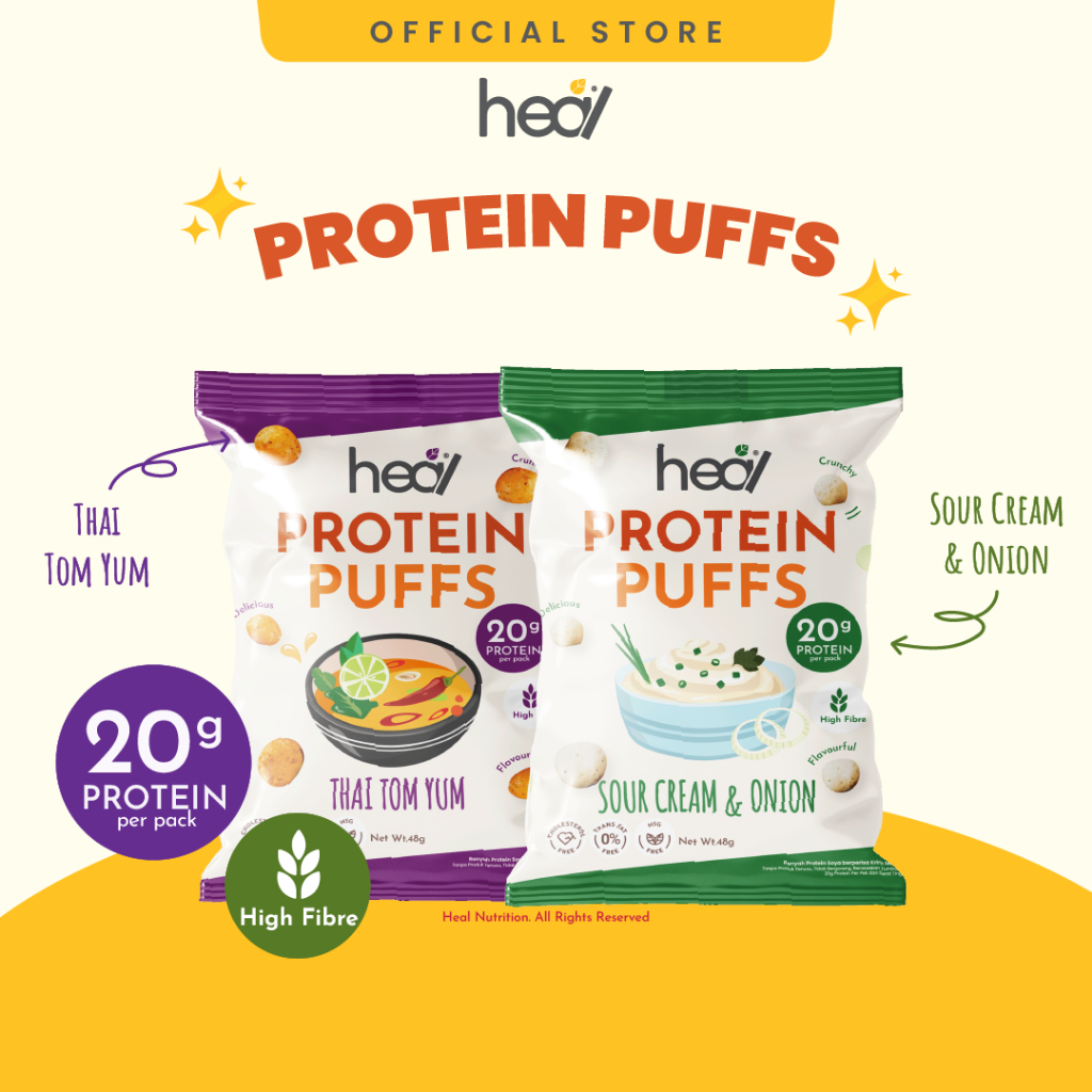 Heal Protein Puffs Tomyum / Sour Cream (48g) - Snek Sihat, Tinggi ...