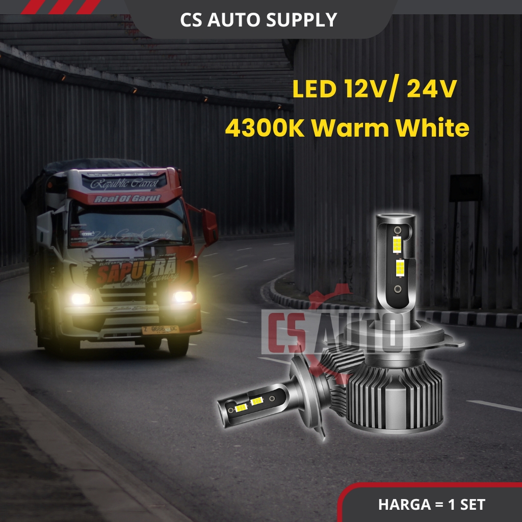 LED 4300K Warm White 60W 12v 24v Car Lorry Head Light Bulb Yellow ...