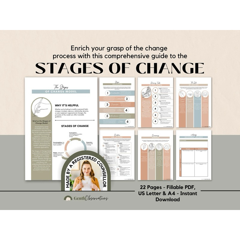 Stages of Change: Transtheoretical Model, Behavioral Change Workbook ...