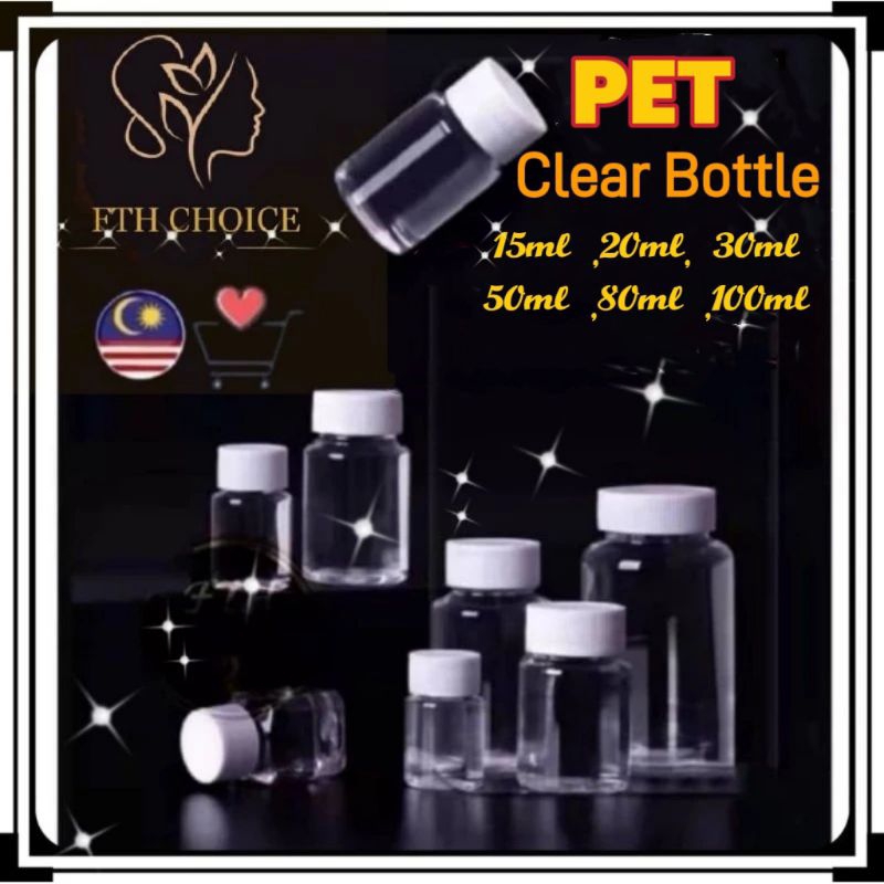 🇲🇾READYSTOCK🔥[Plastic Bottle] Botol Plastik 15ml, 20ml, 30ml, 50ml ...