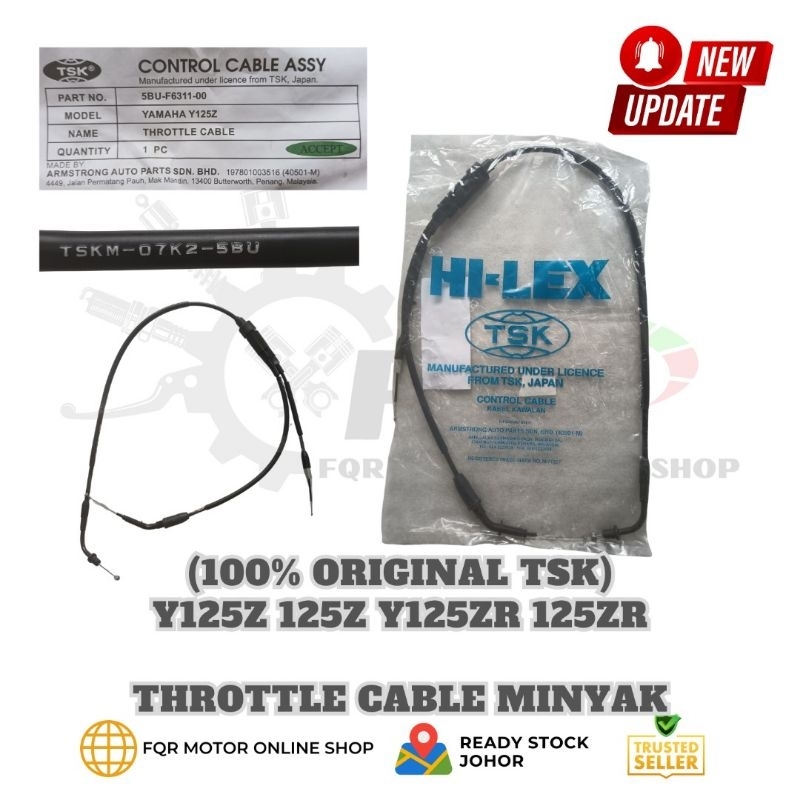 100% ORIGINAL TSK YAMAHA Y125Z 125Z Y125 V1 V2 Y125ZR 125ZR OLD NEW THROTTLE CABLE KABEL TROTEL ...