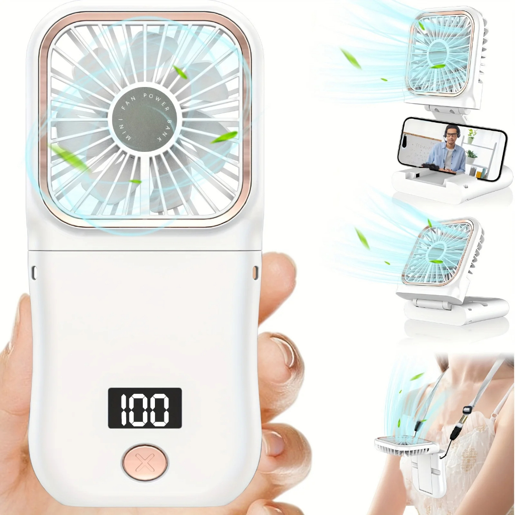 New Digital Fan Portable Folding Handheld Charged Small Fan Convenient ...