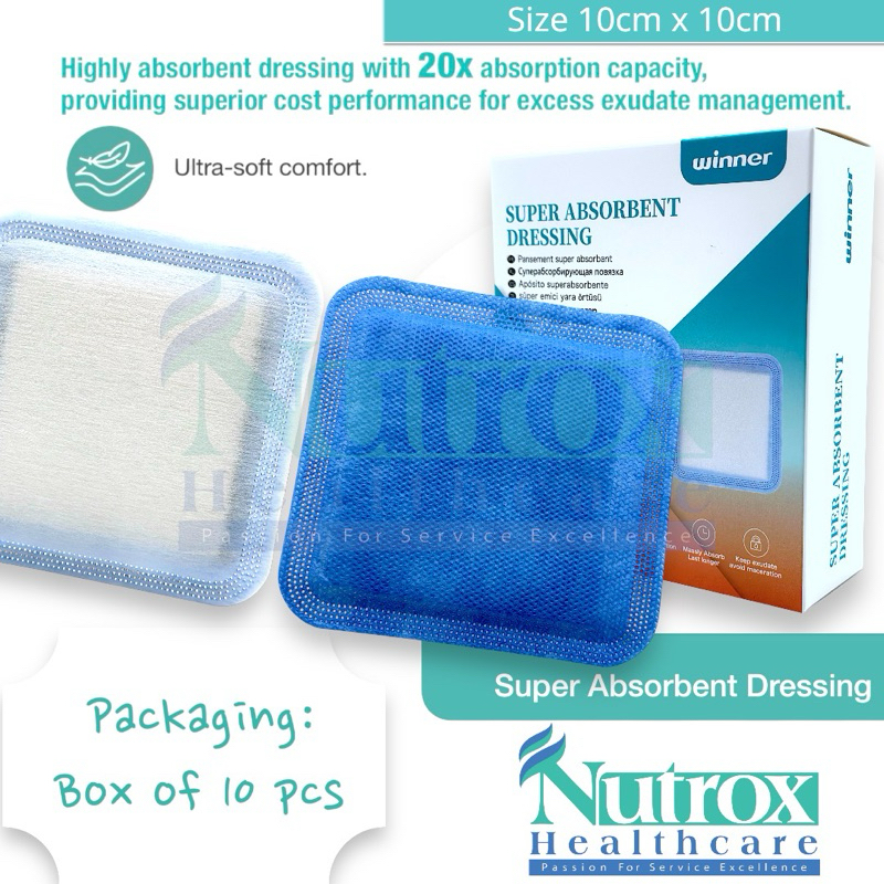 Winner’s Super Absorbent Dressing 10cm x 10cm, 10cm x 20cm (1 BOX ...
