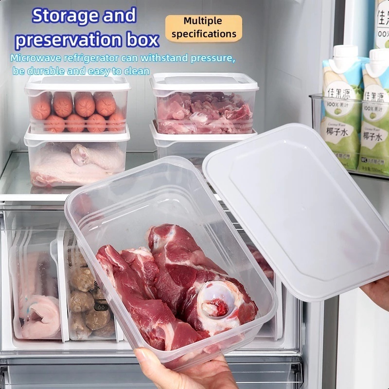Fresh Seal Refrigerator Freezer Organizer Kitchen Meat Food Storage Box ...