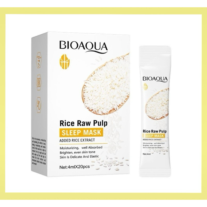 Bioaqua Rice Raw Pulp Moisturizing Brightening Sleeping Mask (4ml X 20pcs) | Shopee Malaysia