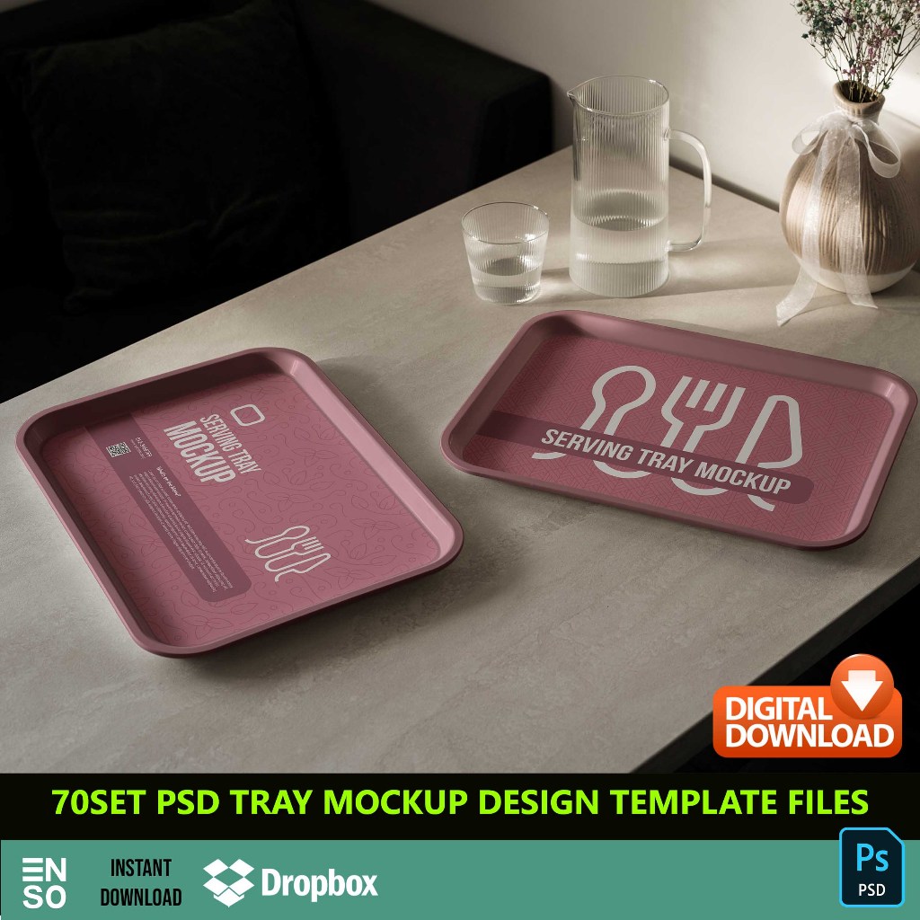 70-Set PSD Tray Mockup Design Template | PHOTOSHOP Editable Mockup ...