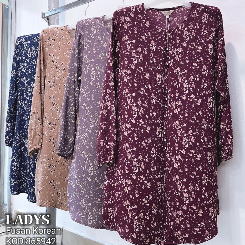 B2623 BLOUSE LADY’S FLORALE FUSAN KOREA LABUH SAIZ 40-52 | Shopee Malaysia