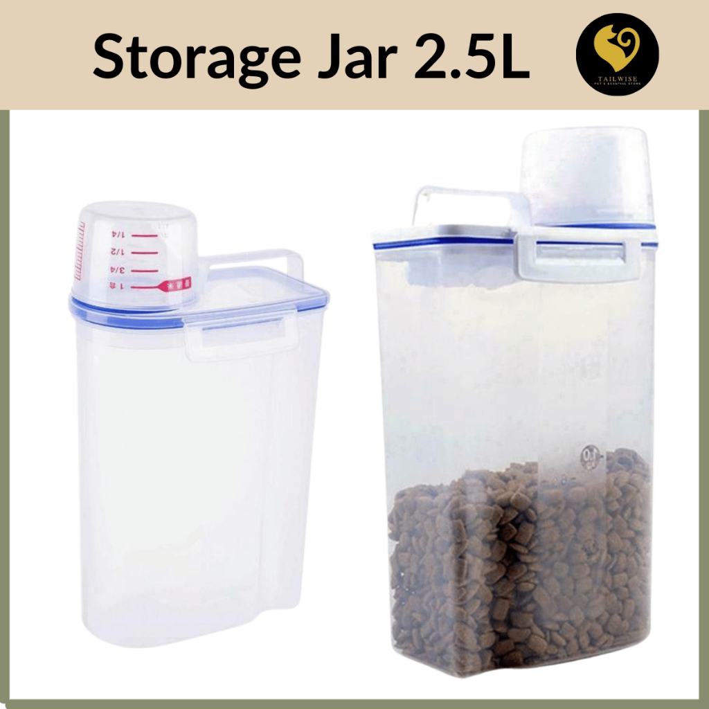 2.5L Pet Food Storage Dispenser Pet Food Container Bekas Makanan Kucing ...